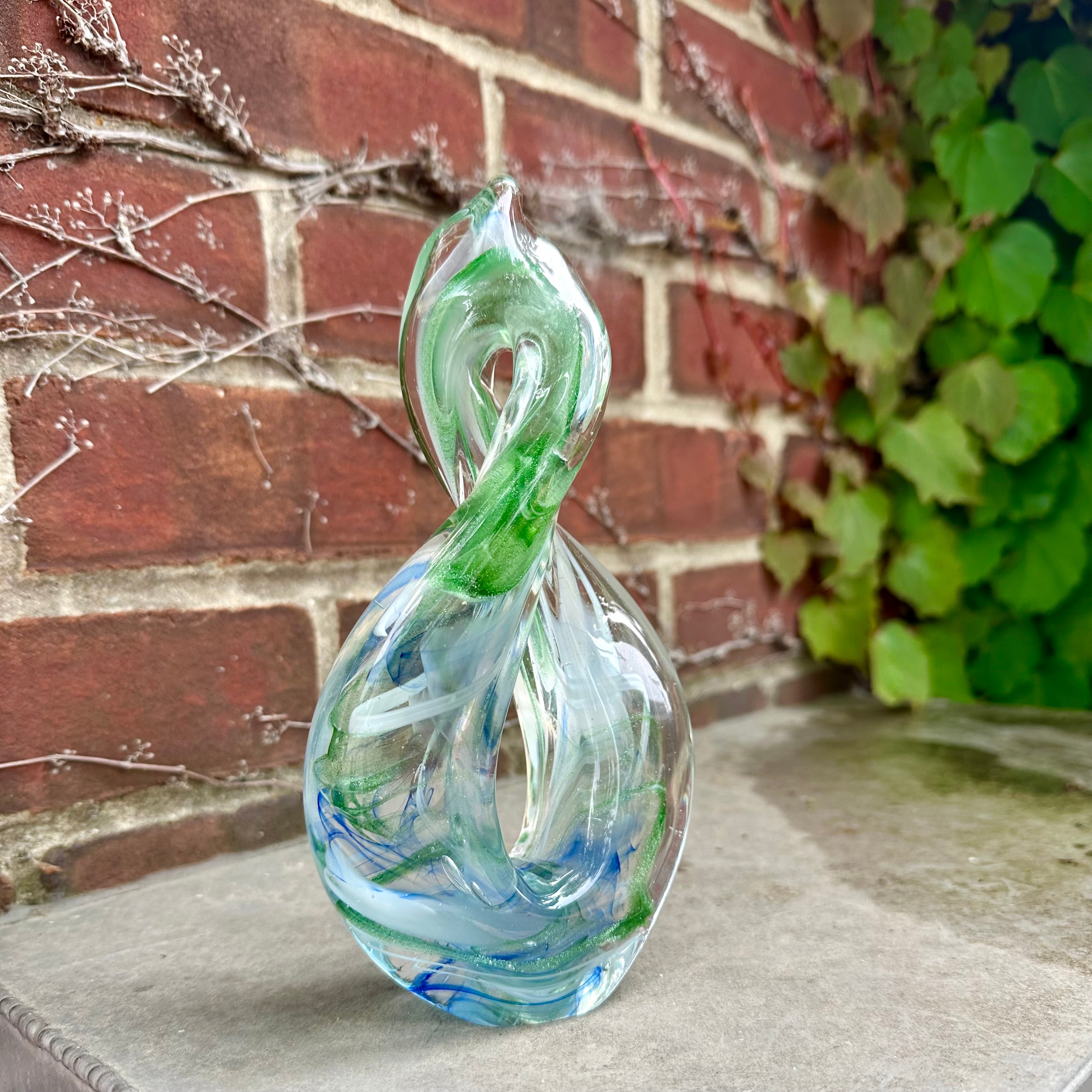 Infinity Loop Medium Green , White + Blue – Glass Growers Gallery & Gifts
