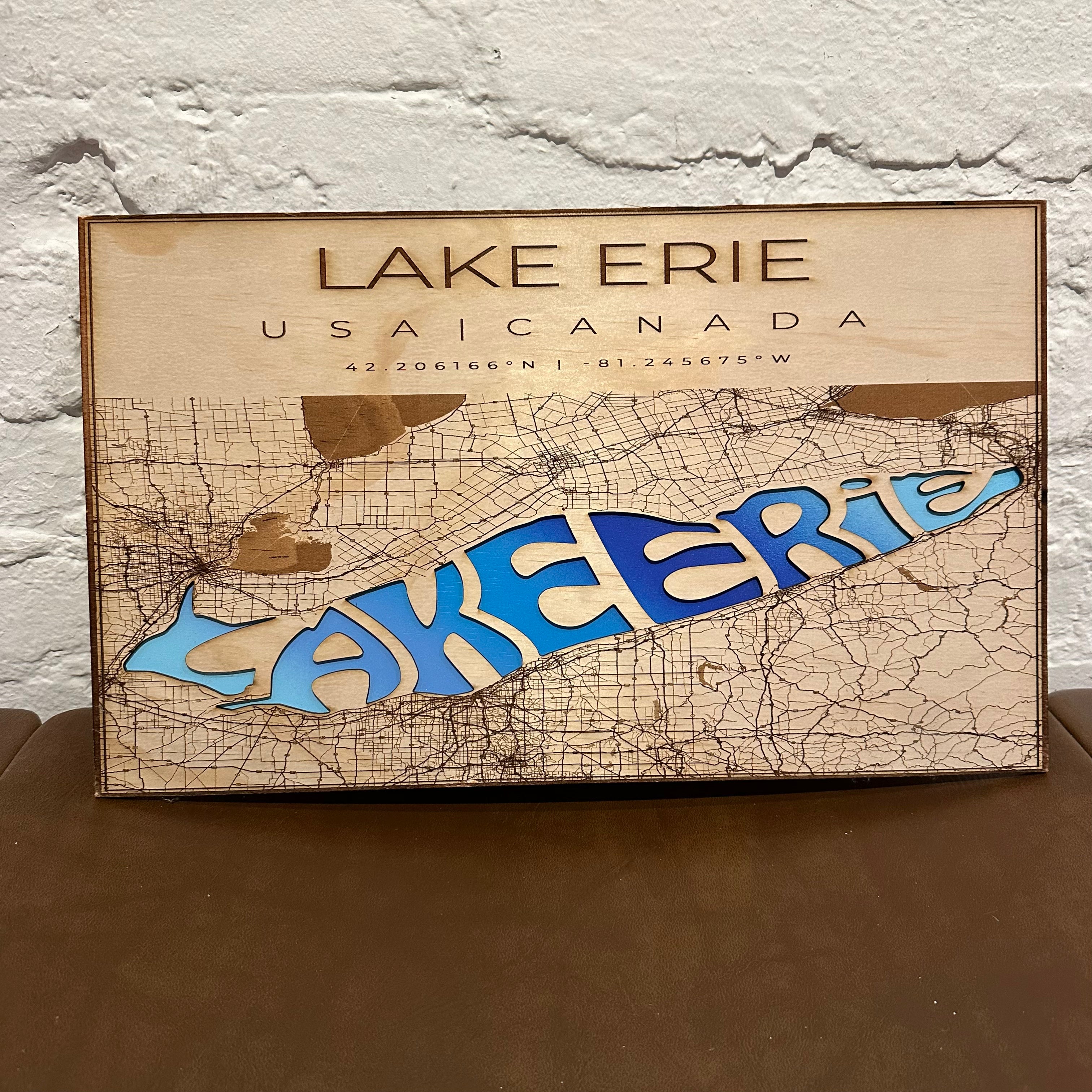 Lake Erie Map Large – Glass Growers Gallery & Gifts